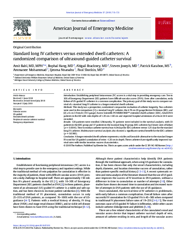 (PDF) Standard long IV catheters versus extended dwell catheters: A ...