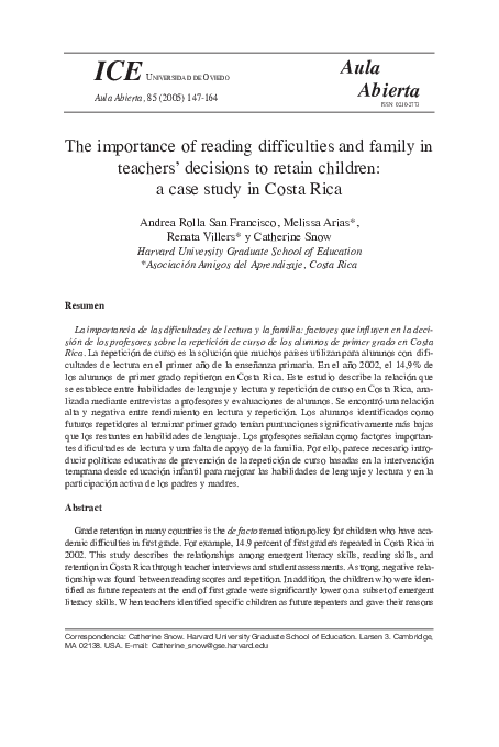 (PDF) The importance of reading difficulties and family in teachers ...