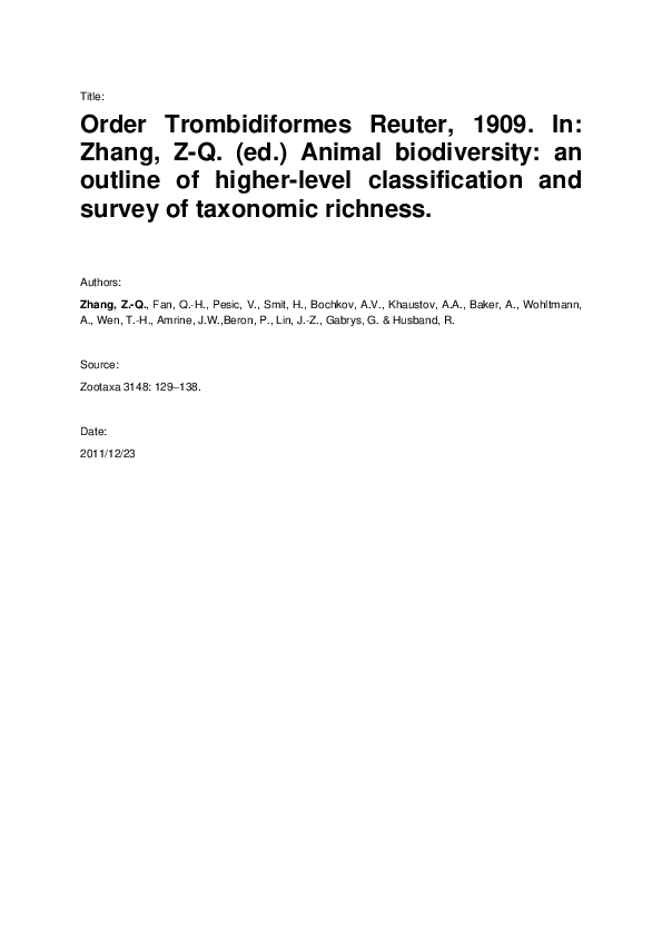(PDF) Order Trombidiformes Reuter, 1909