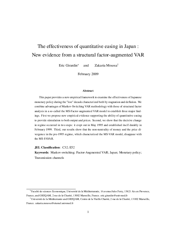 (PDF) The effectiveness of quantitative easing in Japan: New evidence ...