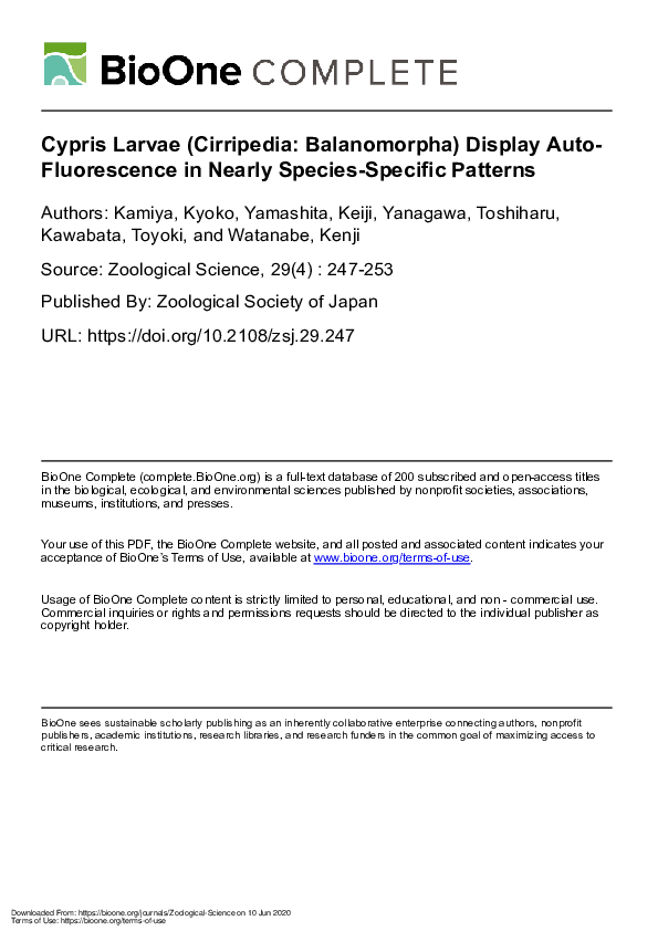 (PDF) Cypris Larvae (Cirripedia: Balanomorpha) Display Auto ...