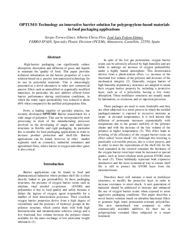 (PDF) OPTUM® Technology an innovative barrier solution for ...