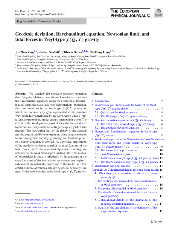 (PDF) Geodesic deviation, Raychaudhuri equation, Newtonian limit, and ...
