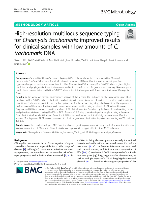 (PDF) High-resolution multilocus sequence typing for Chlamydia trachomatis: improved results for ...