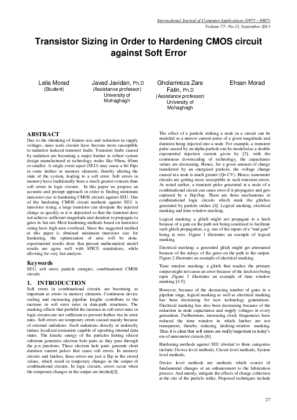 (PDF) Transistor Sizing in Order to Hardening CMOS circuit against Soft ...