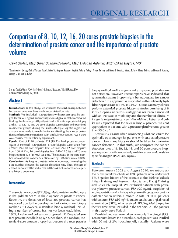 (PDF) Comparison of 8, 10, 12, 16, 20 cores prostate biopsies in ...