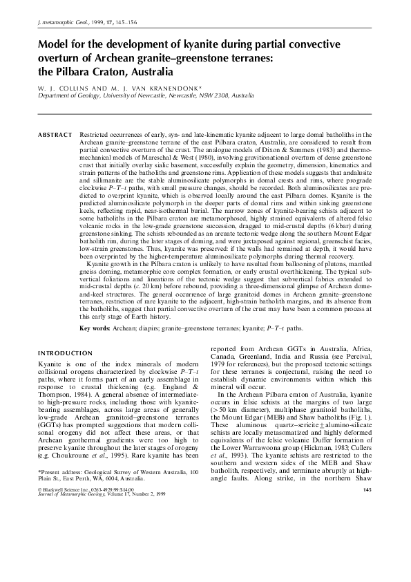 (PDF) Model for the development of kyanite during partial convective ...