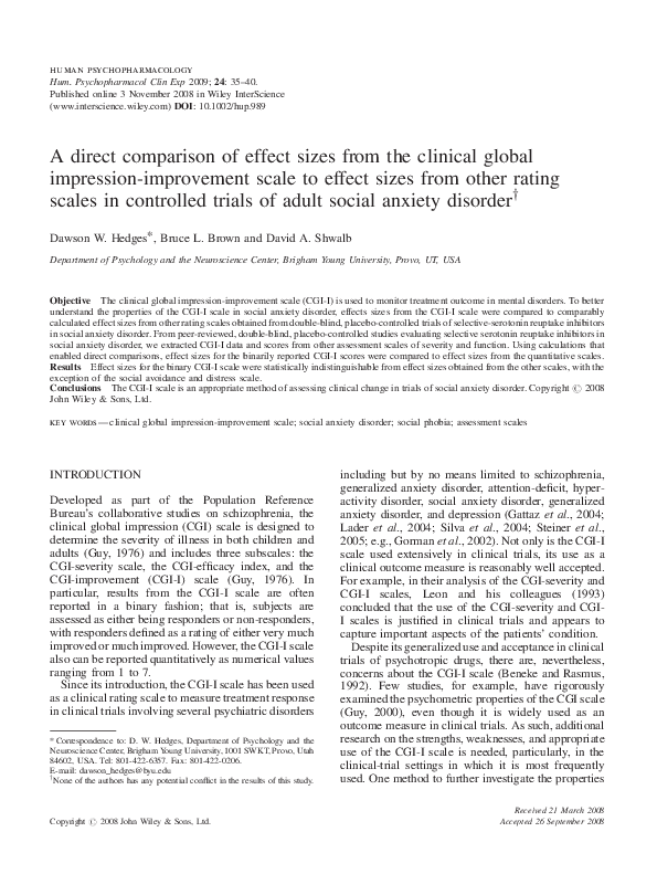 (PDF) A direct comparison of effect sizes from the clinical global ...