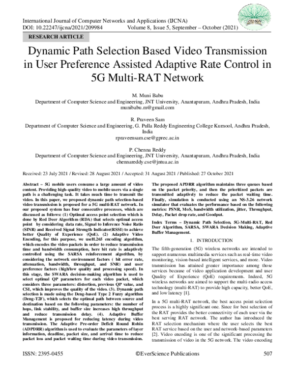 (PDF) Dynamic Path Selection Based Video Transmission in User Preference Assisted Adaptive Rate ...