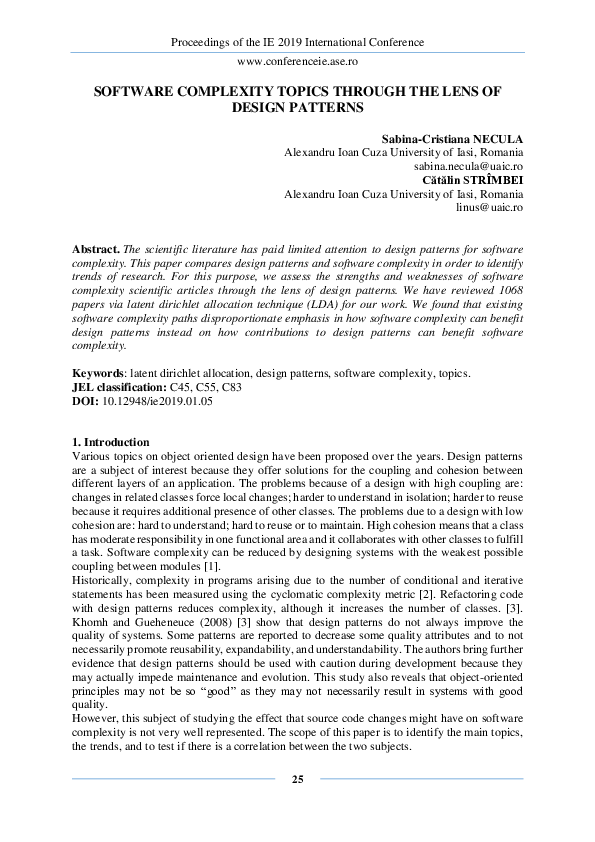 (PDF) Software Complexity Topics Through the Lens of Design Patterns
