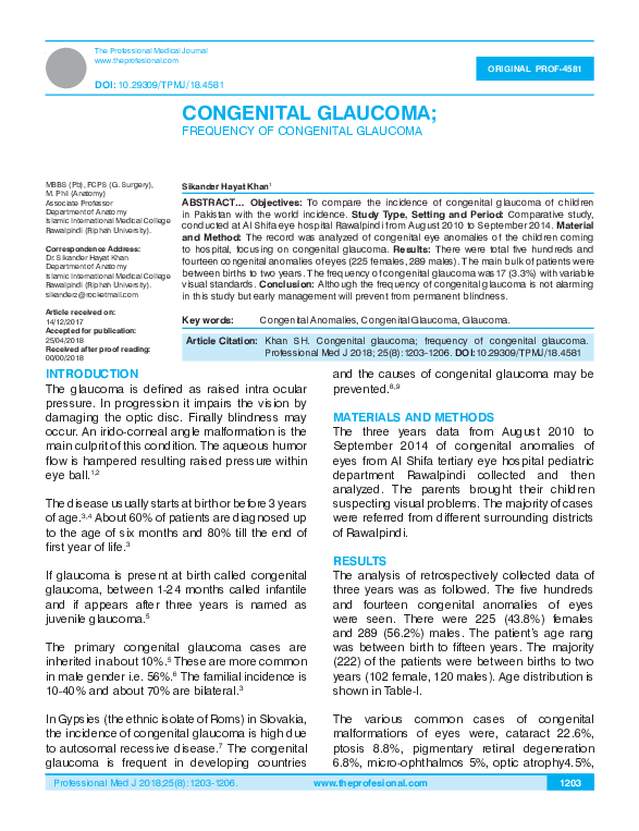 (PDF) Congenital Glaucoma
