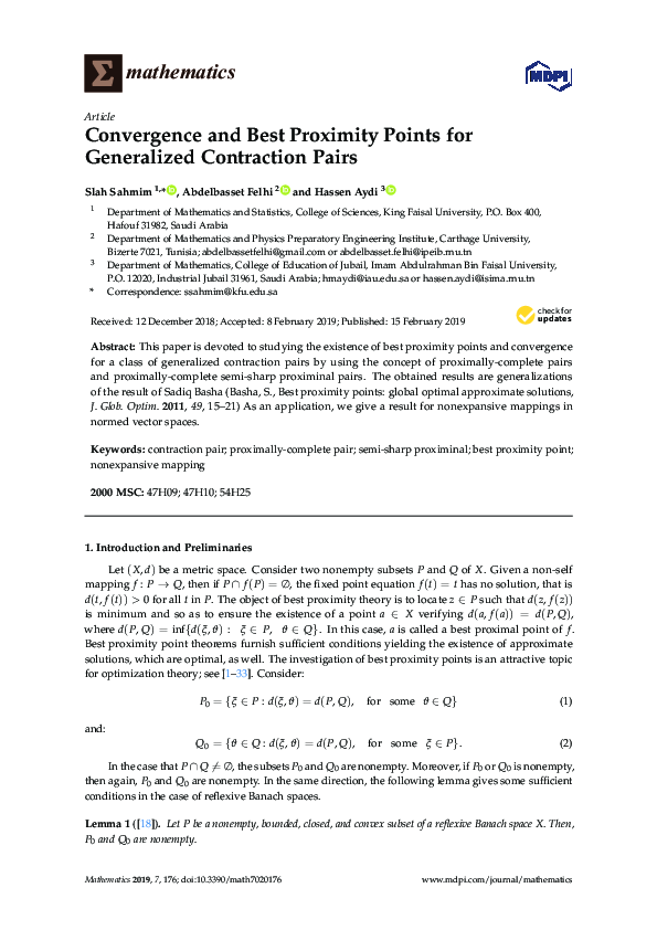 Pdf Convergence And Best Proximity Points For Generalized Contraction