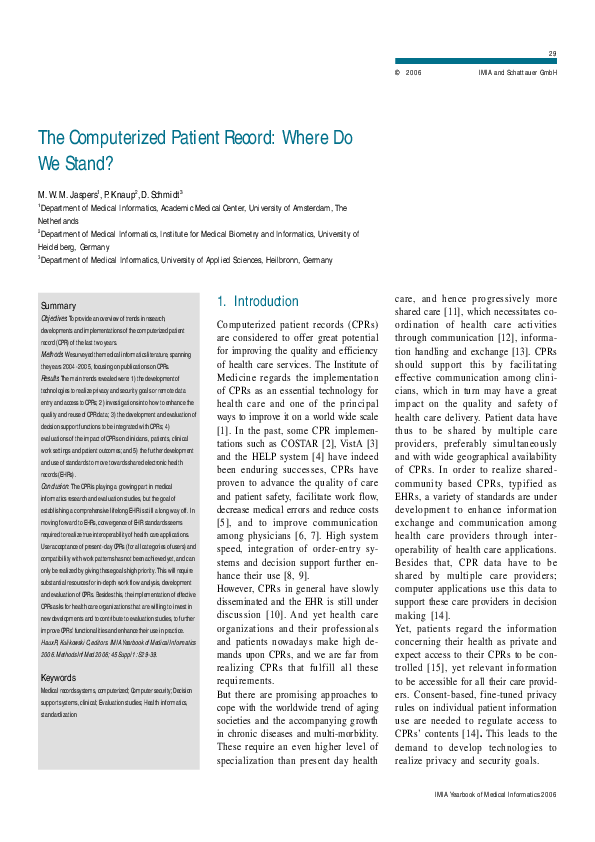 (PDF) Section 2: Patient Records: The Computerized Patient Record ...