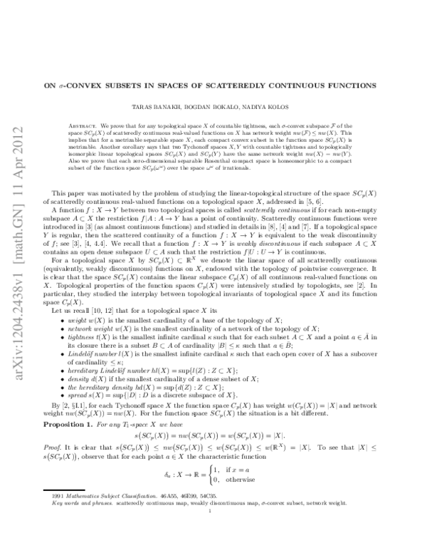 (PDF) On \sigma-convex subsets in spaces of scatteredly continuous functions