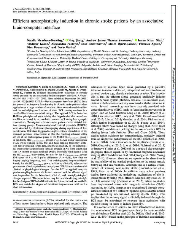 (PDF) Efficient neuroplasticity induction in chronic stroke patients by ...
