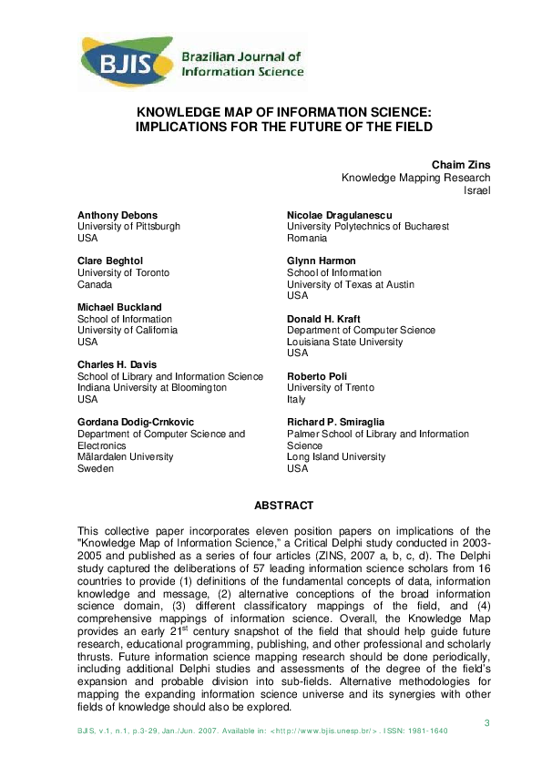 (PDF) Knowledge map of information science: Implications for the future ...