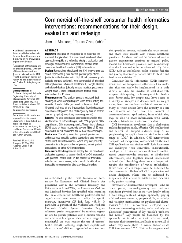 (PDF) Commercial off-the-shelf consumer health informatics ...