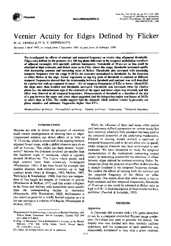 (PDF) Vernier acuity for edges defined by flicker