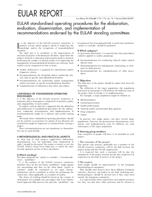 (PDF) EULAR standardised operating procedures for the elaboration ...