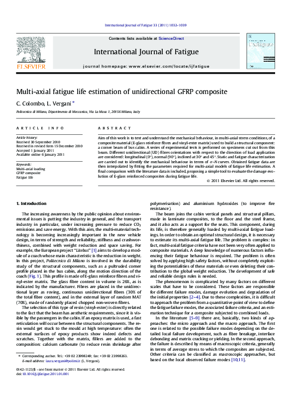 (PDF) Multi-axial fatigue life estimation of unidirectional GFRP ... (PDF) Multi-axial fatigue life estimation of unidirectional GFRP ...