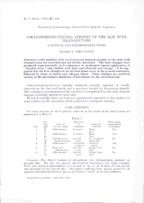 (PDF) Corticosteroid-Induced Atrophy of the Skin with Telangiectasia