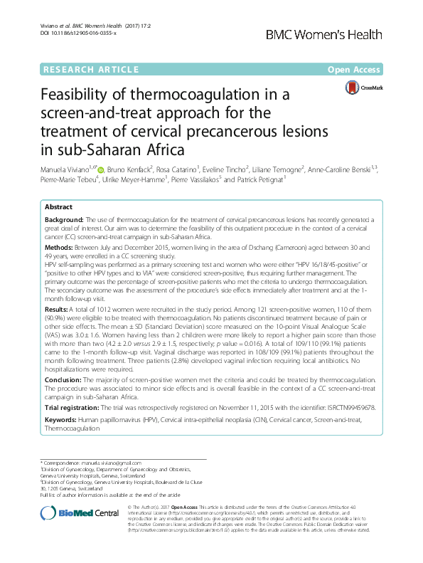 (PDF) Feasibility of thermocoagulation in a screen-and-treat approach ...