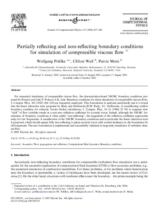 (PDF) Partially reflecting and non-reflecting boundary conditions for simulation of compressible ...