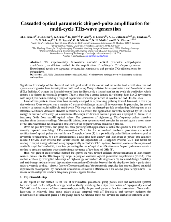 (PDF) Cascaded optical parametric chirped-pulse amplification for multi ...