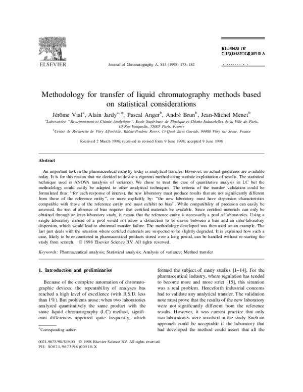 (PDF) Methodology for transfer of liquid chromatography methods based ...
