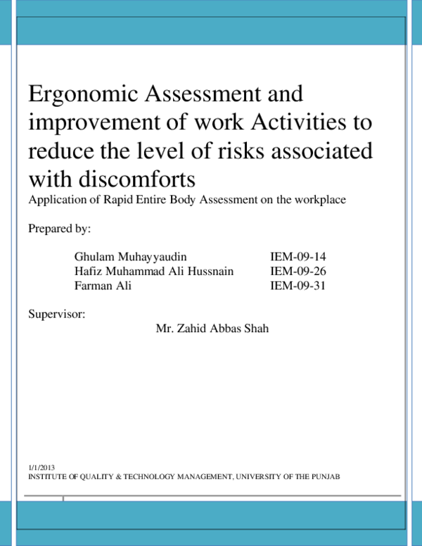 (PDF) Ergonomic Assessment and improvement of work Activities to reduce ...