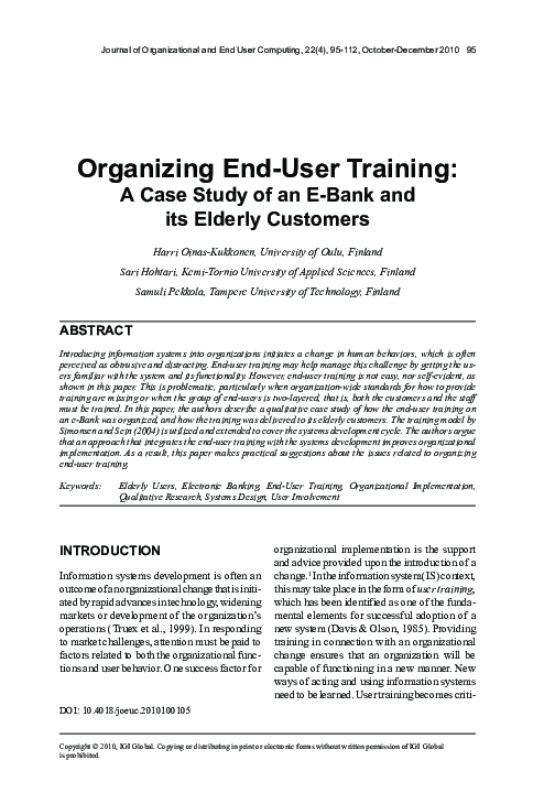 (PDF) Organizing End-User Training