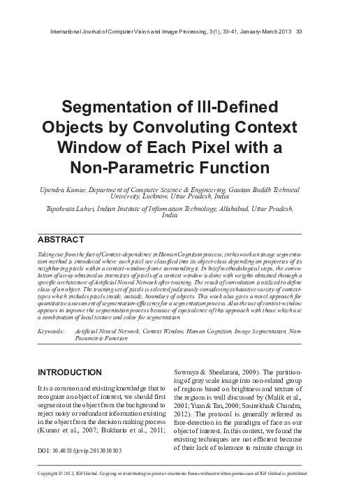 Pdf Segmentation Of Ill Defined Objects By Convoluting Context Window