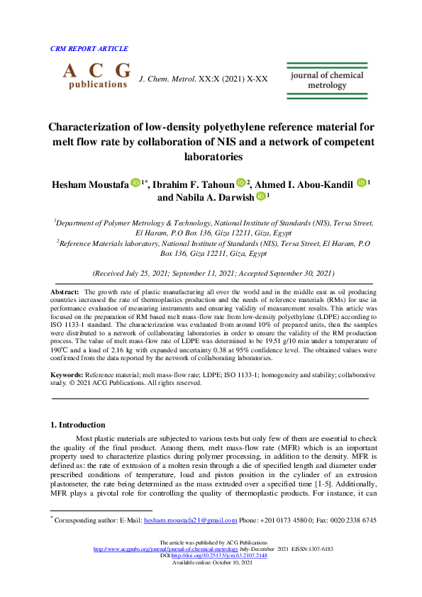 (PDF) Characterization of low-density polyethylene reference material ...