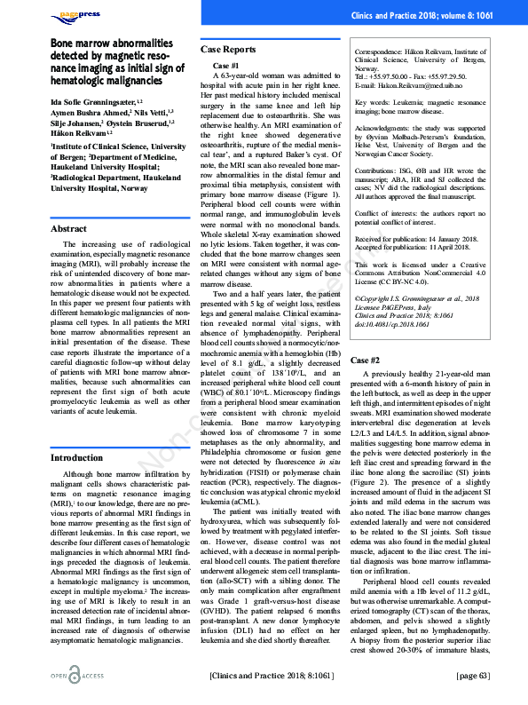 (PDF) Bone marrow abnormalities detected by magnetic resonance imaging as initial sign of ...