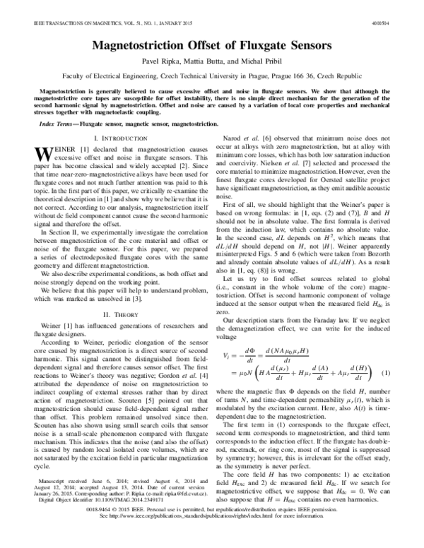 (PDF) Magnetostriction Offset of Fluxgate Sensors