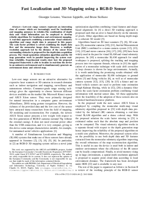 (PDF) Fast localization and 3D mapping using an RGB-D sensor