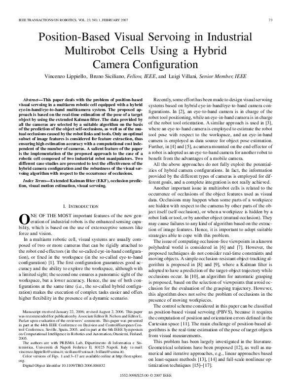 (PDF) Position-Based Visual Servoing in Industrial Multirobot Cells ...