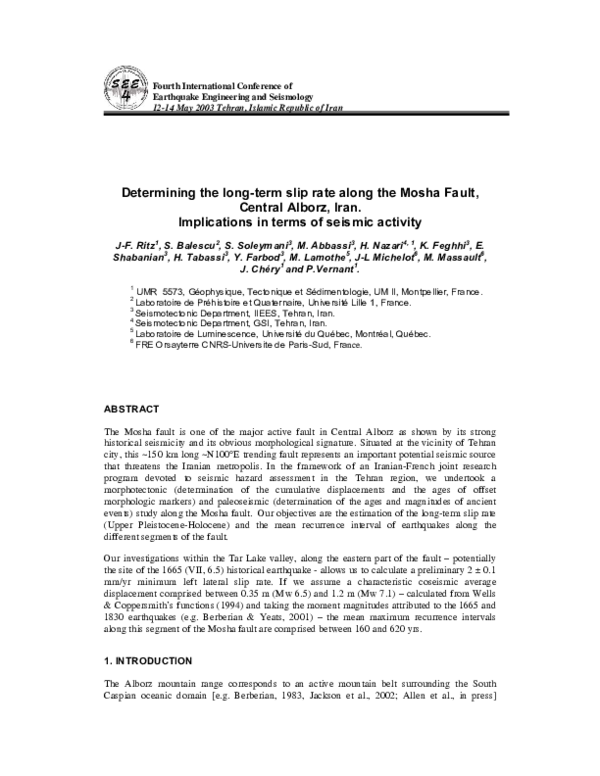 (PDF) Determining the long-term slip rate along the Mosha Fault ...