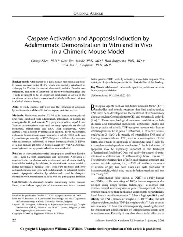 (PDF) Caspase activation and apoptosis induction by adalimumab ...