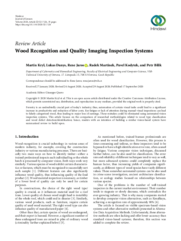 (PDF) Wood Recognition and Quality Imaging Inspection Systems