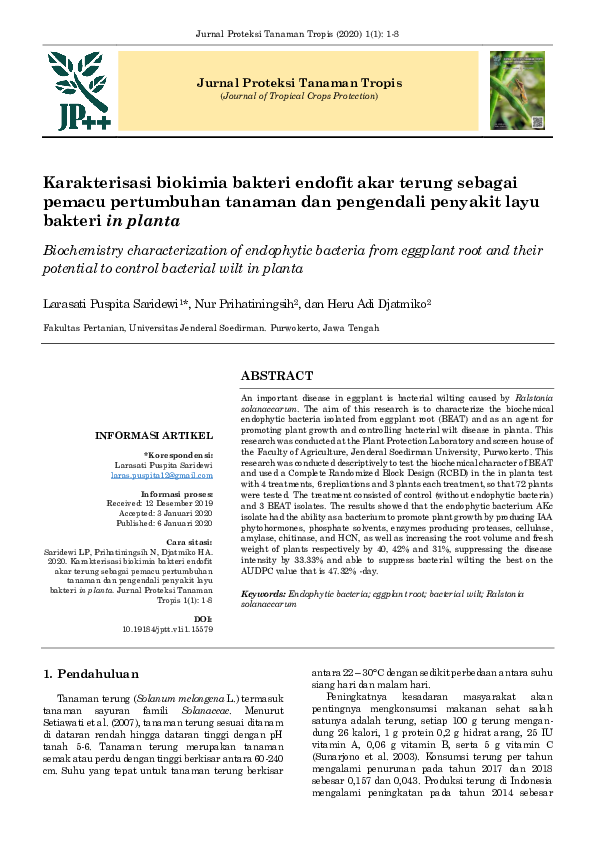 (PDF) Karakterisasi biokimia bakteri endofit akar terung sebagai pemacu ...