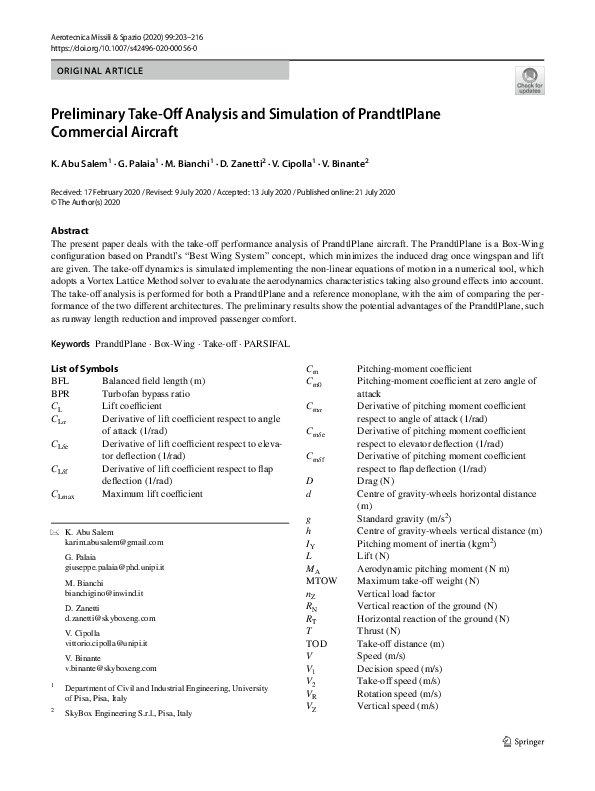 (PDF) Preliminary Take-Off Analysis and Simulation of PrandtlPlane ...