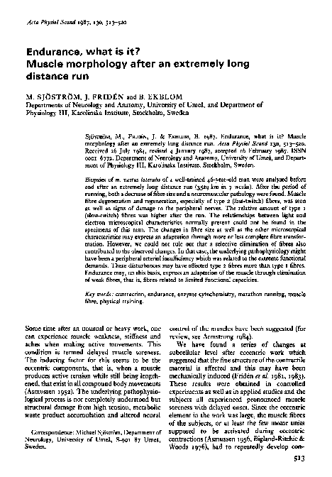 (PDF) Endurance, what is it? Muscle morphology after an extremely long ...