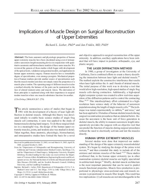 (PDF) Implications of muscle design on surgical reconstruction of upper ...