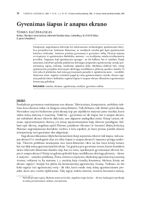 (PDF) Gyvenimas šiapus ir anapus ekrano