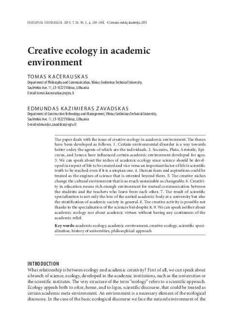 (PDF) Creative ecology academic environment