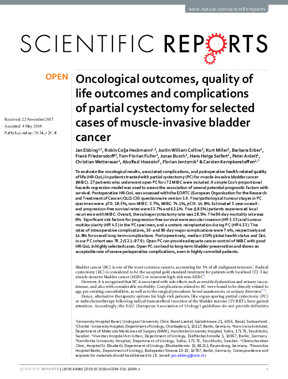 (PDF) Oncological outcomes, quality of life outcomes and complications ...