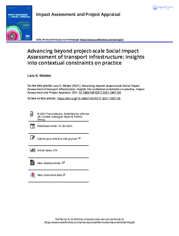 (PDF) Advancing beyond project-scale Social Impact Assessment of ...