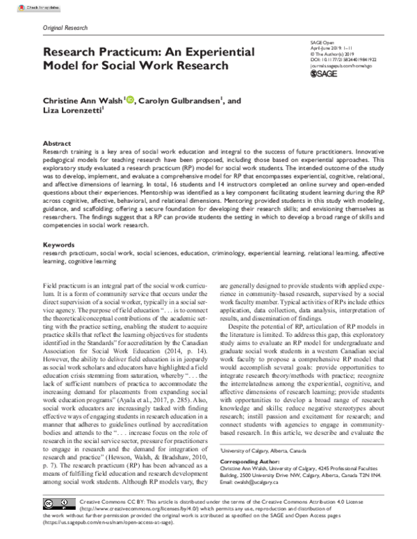 (PDF) Research Practicum: An Experiential Model for Social Work Research
