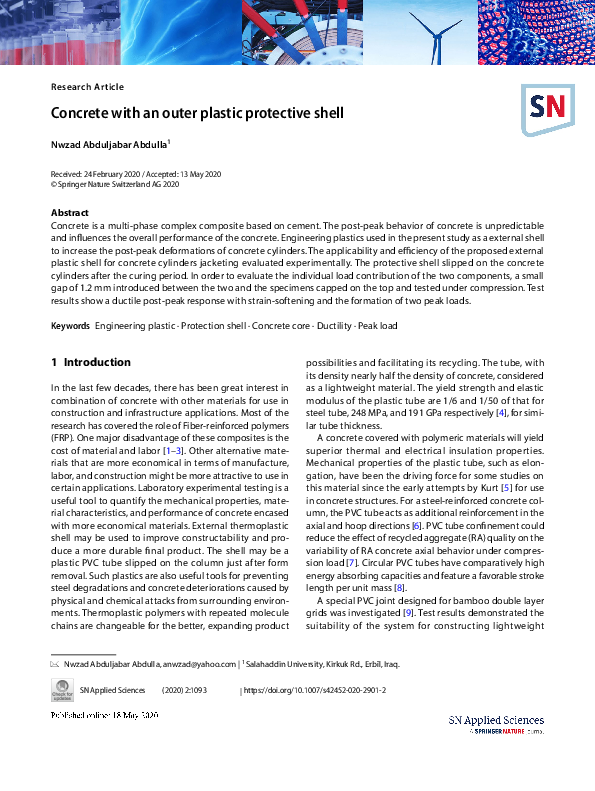 (PDF) Concrete with an outer plastic protective shell